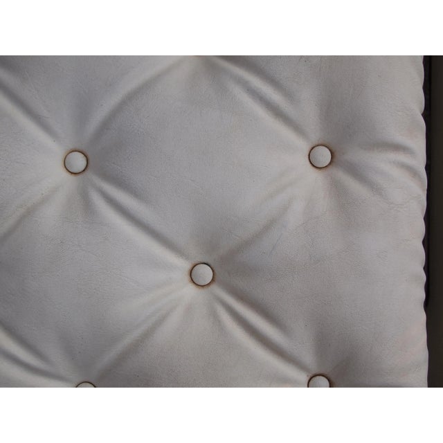 Vintage Cream Ivory Off-White Leather-Wrapped Ottomans Stools with ...