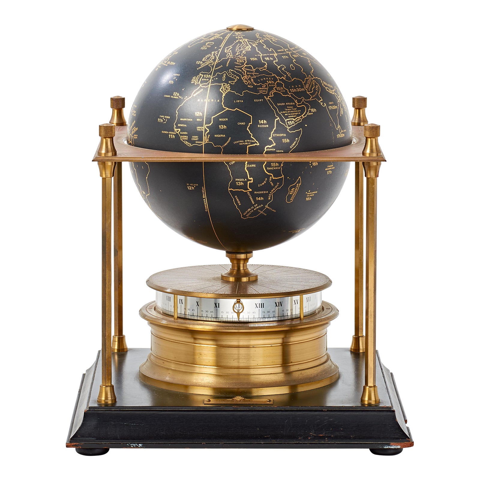 Vintage Royal Geographical Society World Clock With Globe - By Franklin ...