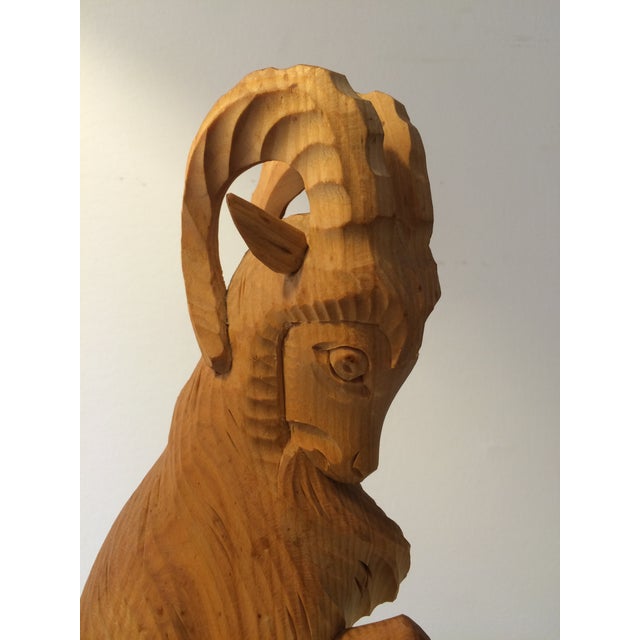 Carved Wood Ram Sculpture | Chairish