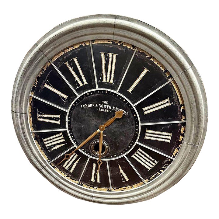 Restoration Hardware Large London Rail Wall Clock | Chairish