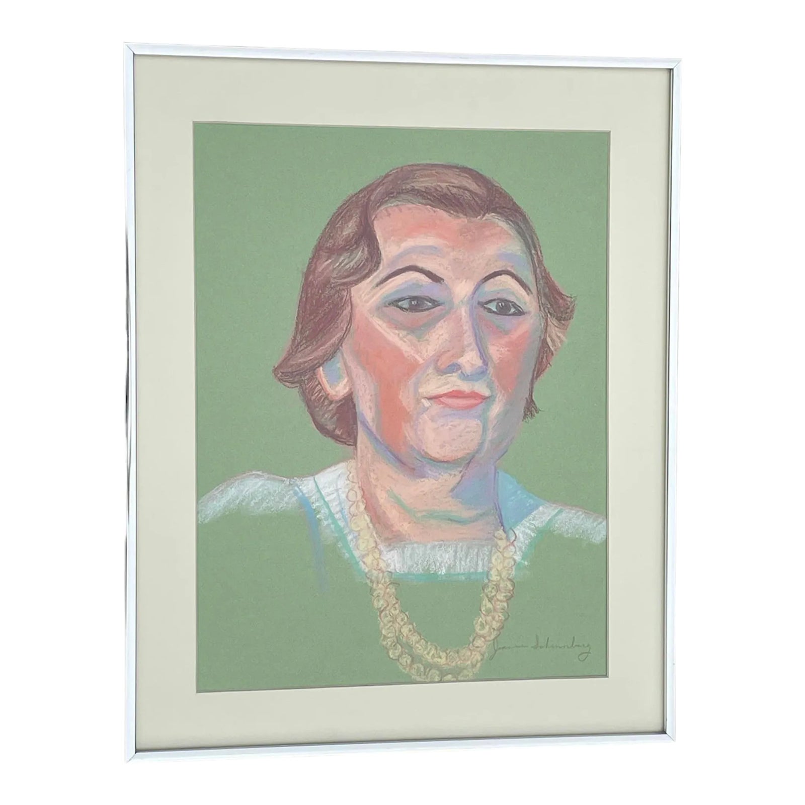 1980s Vintage Chalk Self Portrait, Framed | Chairish