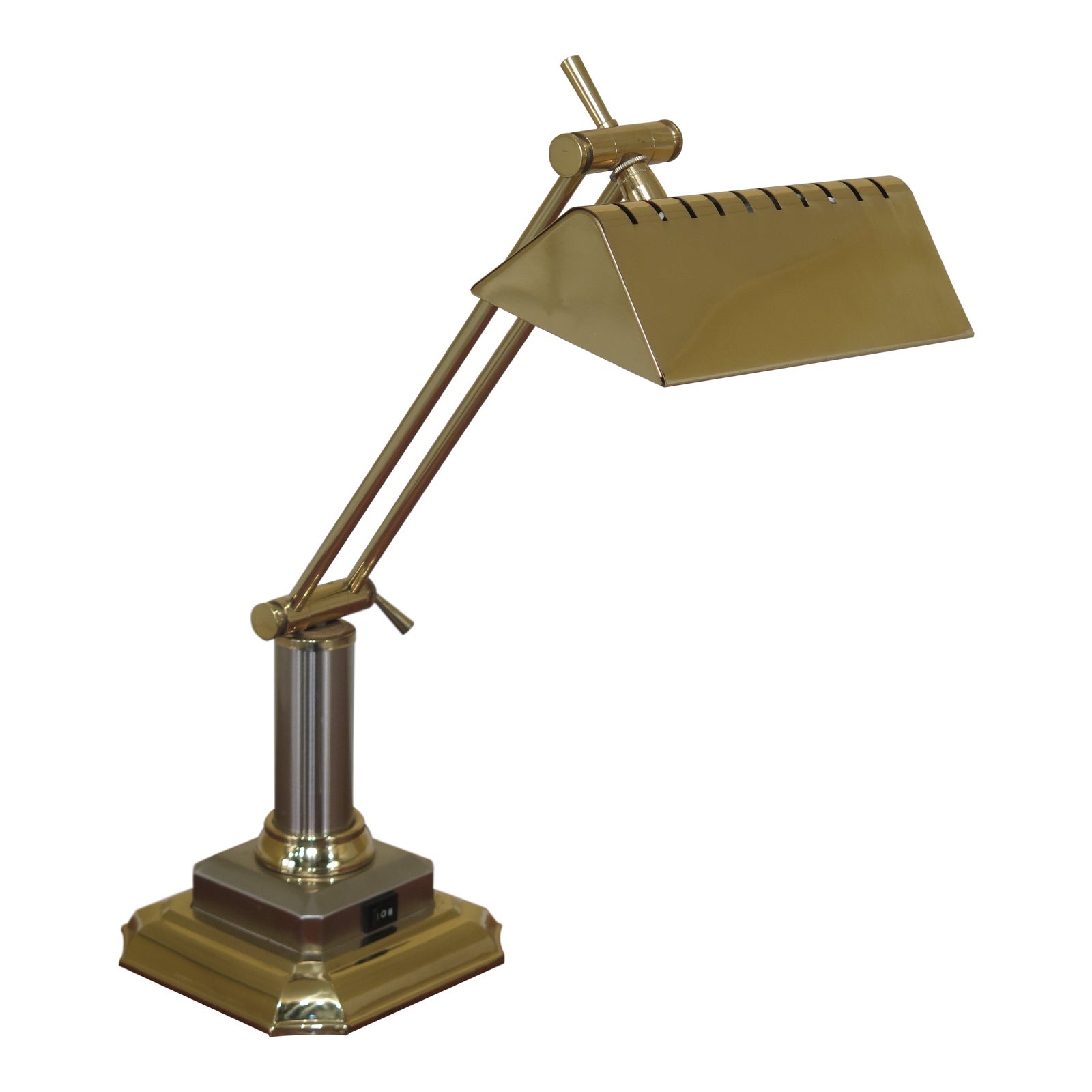 Modern Brass & Steel Adjustable Arm Desk Lamp | Chairish
