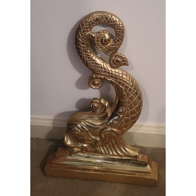 Pair of Mid 20th Century Virginia Metalcrafters Dolphin Brass Fireplace ...