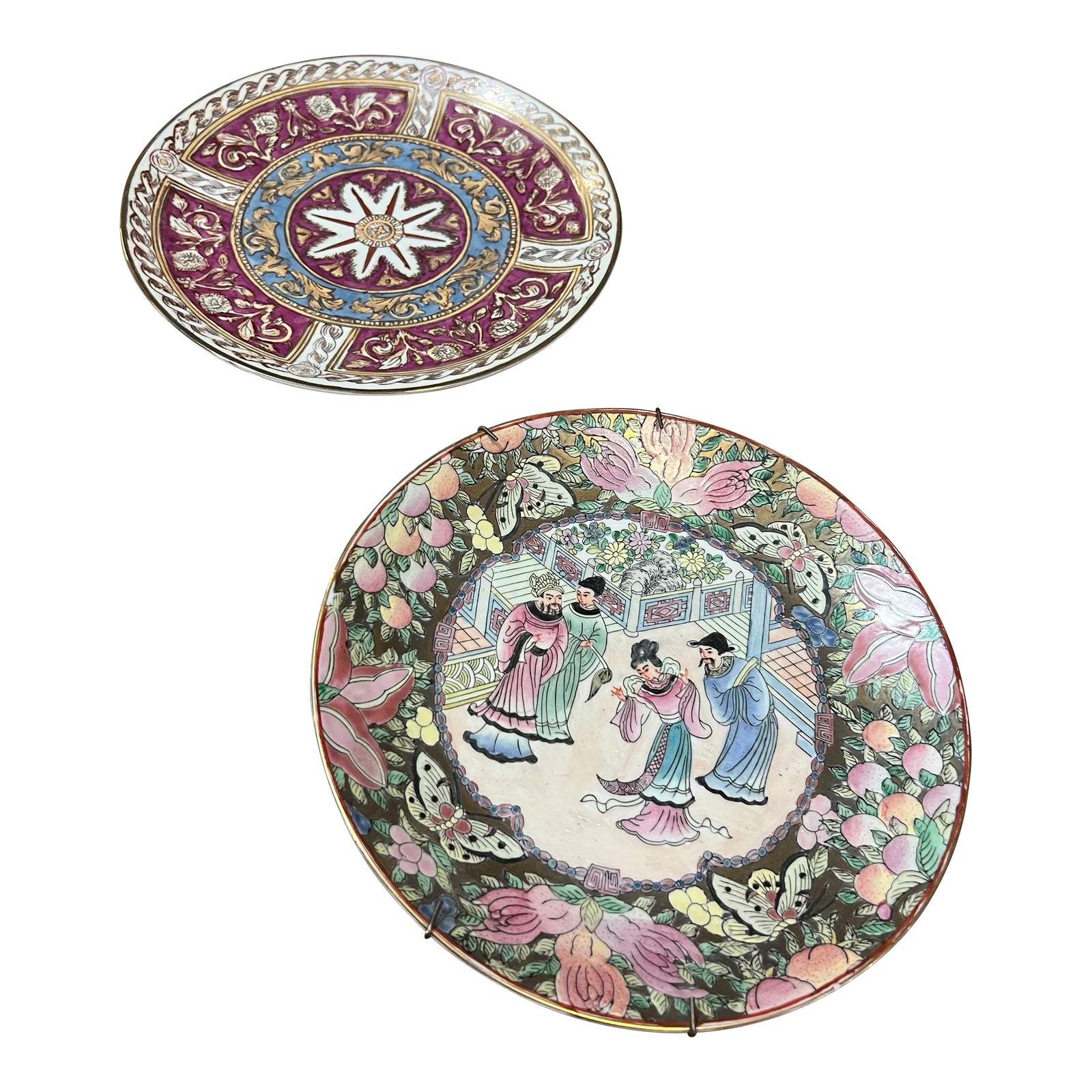 1970s Chinoiserie Asian Style Plates - a Pair | Chairish