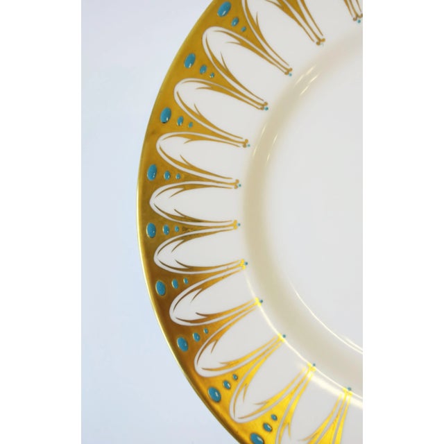 English Porcelain Dinner Plate Blue and Gold Royal Crown Chelsea | Chairish