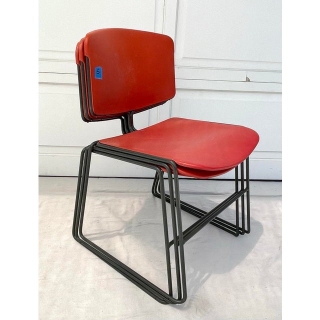Set of 6 Vintage Steelcase Max-Stacker Red Stackable Modern Chairs ...