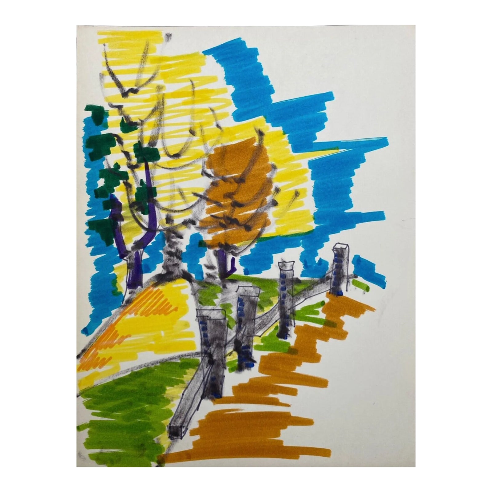 1960s Alexandra Merker Autumn Landscape Painting | Chairish