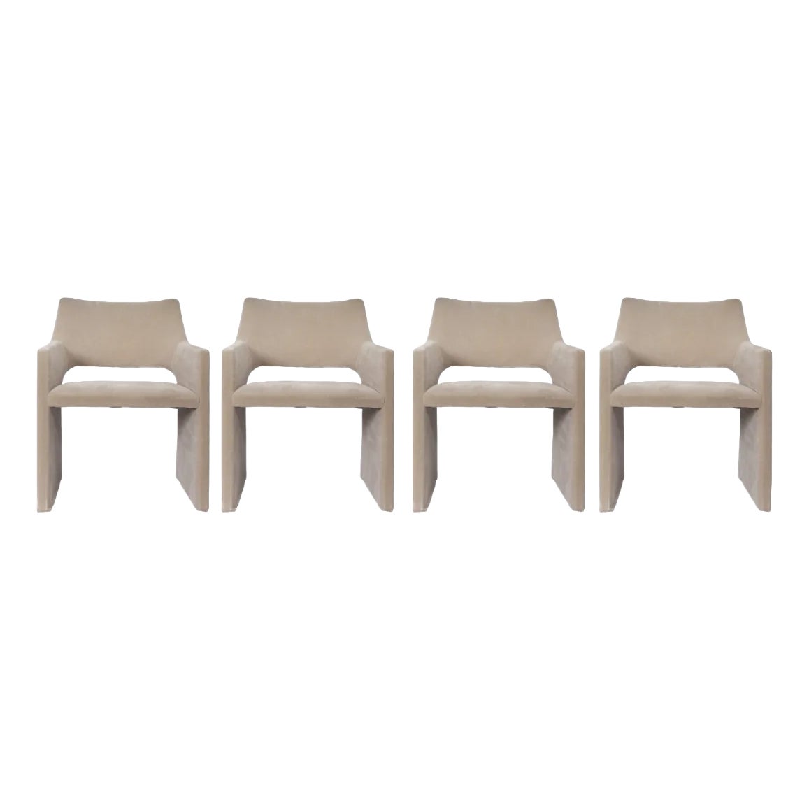 Cb2 Foley Faux Mohair Dove Dining Armchairs, Set of 4 | Chairish