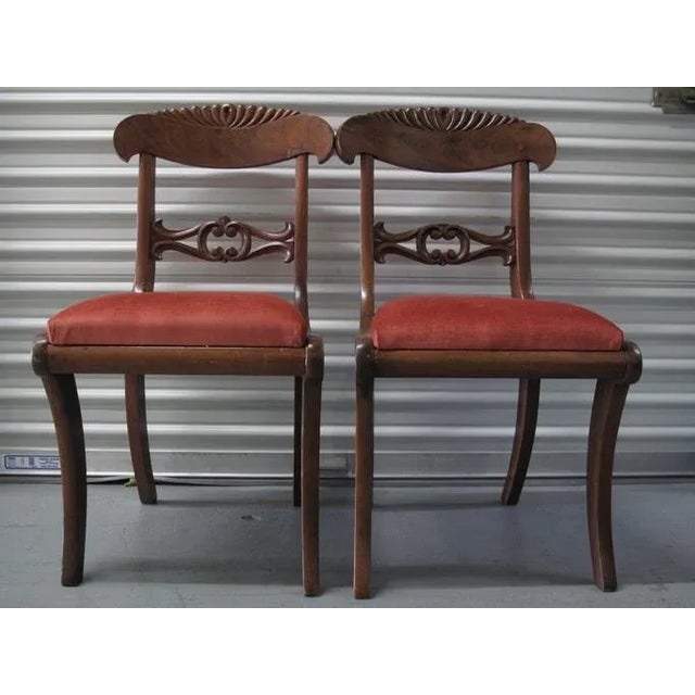 Regency Style Parlor Chairs Red Upholstery - a Pair | Chairish