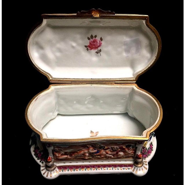1920s Antique Capo Di Monte Valentines Large Cherubs Jewelry Box | Chairish