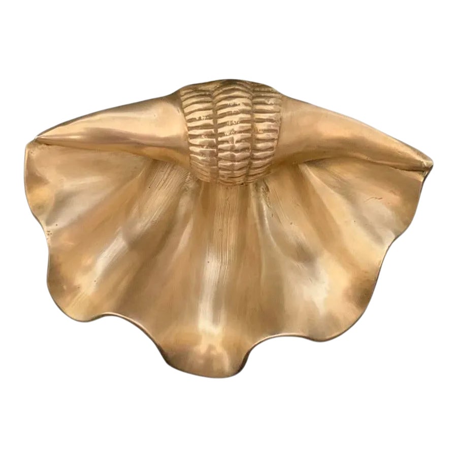 Vintage Hollywood Regency Brass Tridacna Clam Shell Trinket Dish | Chairish