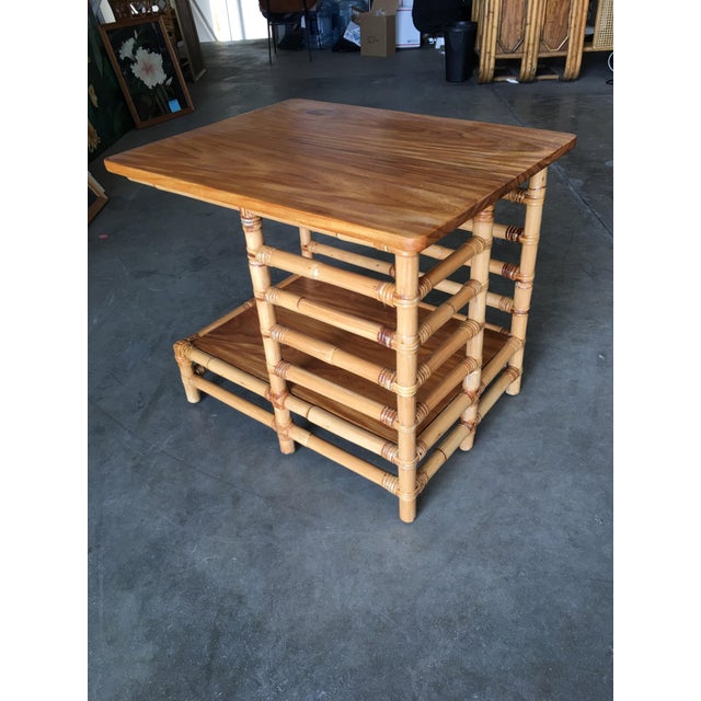 Restored Vintage Mid Century Rattan Floating "Jacob's Ladder" Side ...