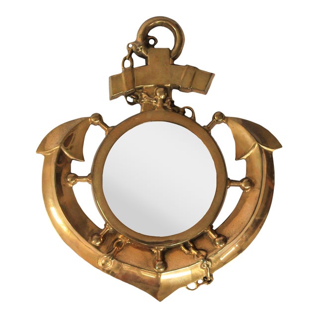 Nautical Brass Ship Anchor Wall Mirror | Chairish