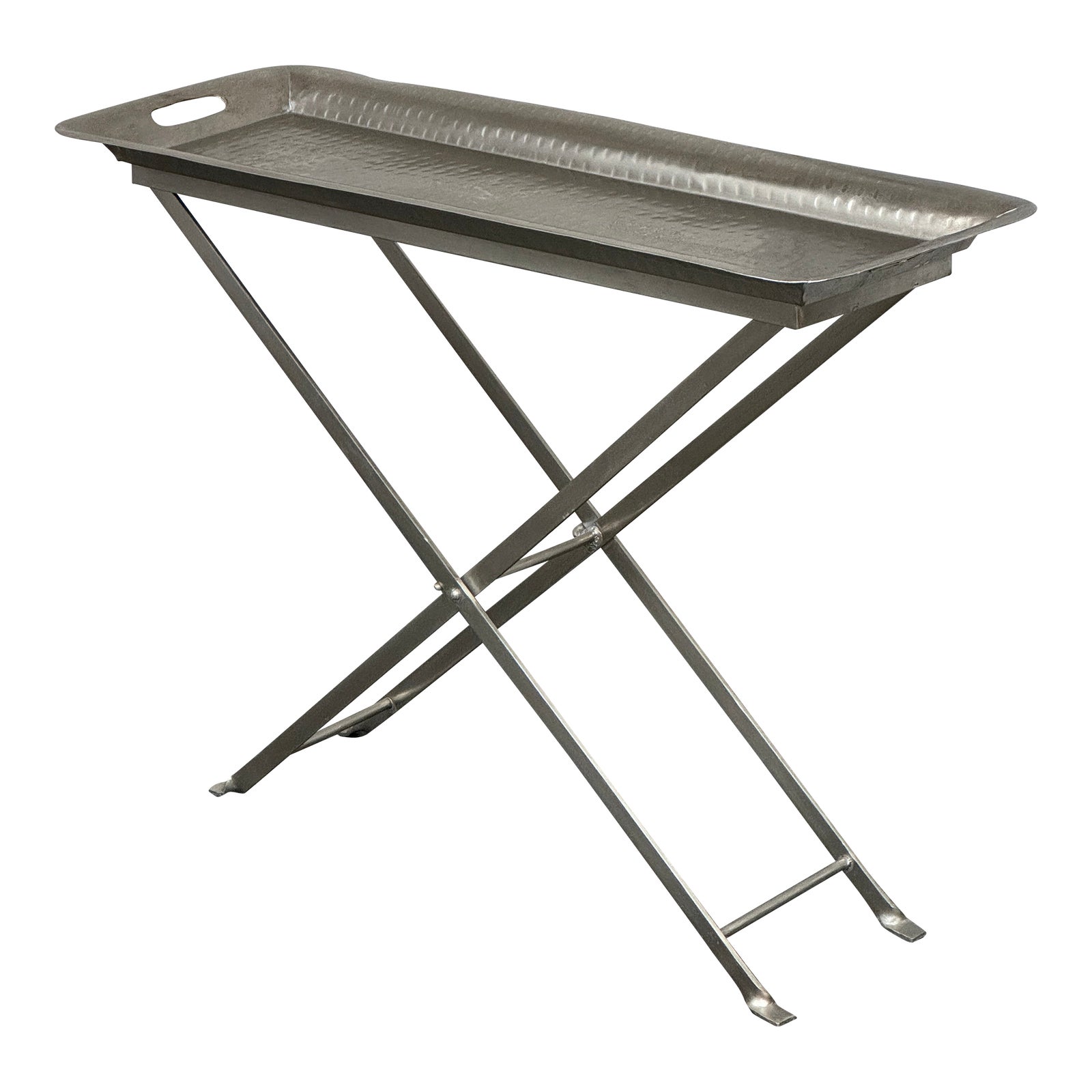 Hammered Metal Collapsible Tray Table | Chairish