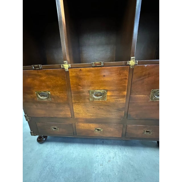 Campaign Style Leather Wrapped Bookcase | Chairish