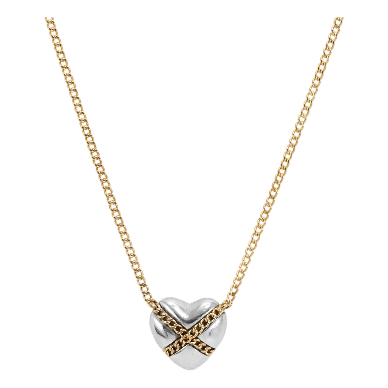 Tiffany & Co. Cross My Heart 18k Yellow Gold Silver Two-Tone Pendant ...