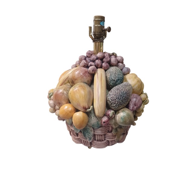 Vintage Ceramic Fruit and Vegetable Topiary Table Lamp | Chairish