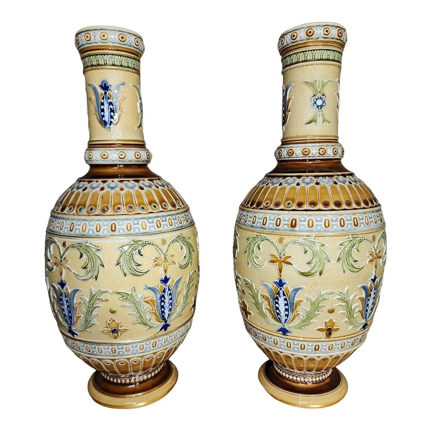 Late 19th Century Villeroy & Boch Mettlach Vases - a Pair | Chairish