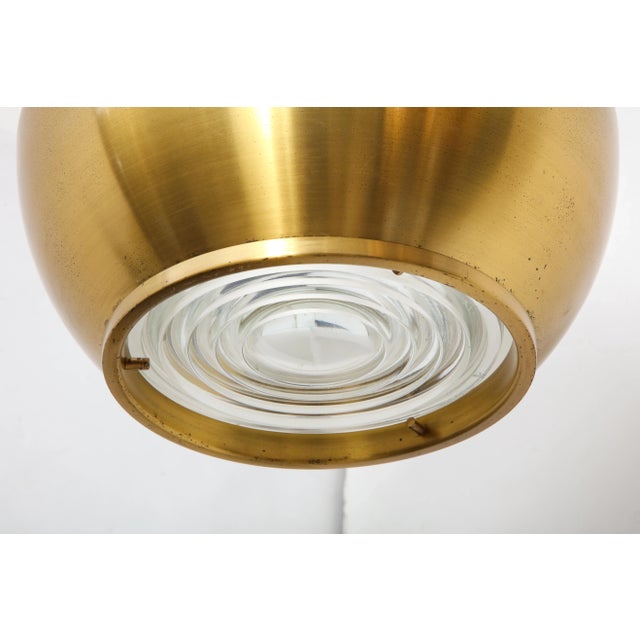 1950s Perzel Brass, Opaline and Fresnel Lens Pendant, France | Chairish