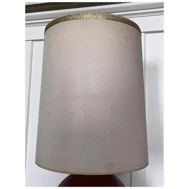 Mid-Century Modern Red & Black Striped Table Lamps - a Pair | Chairish