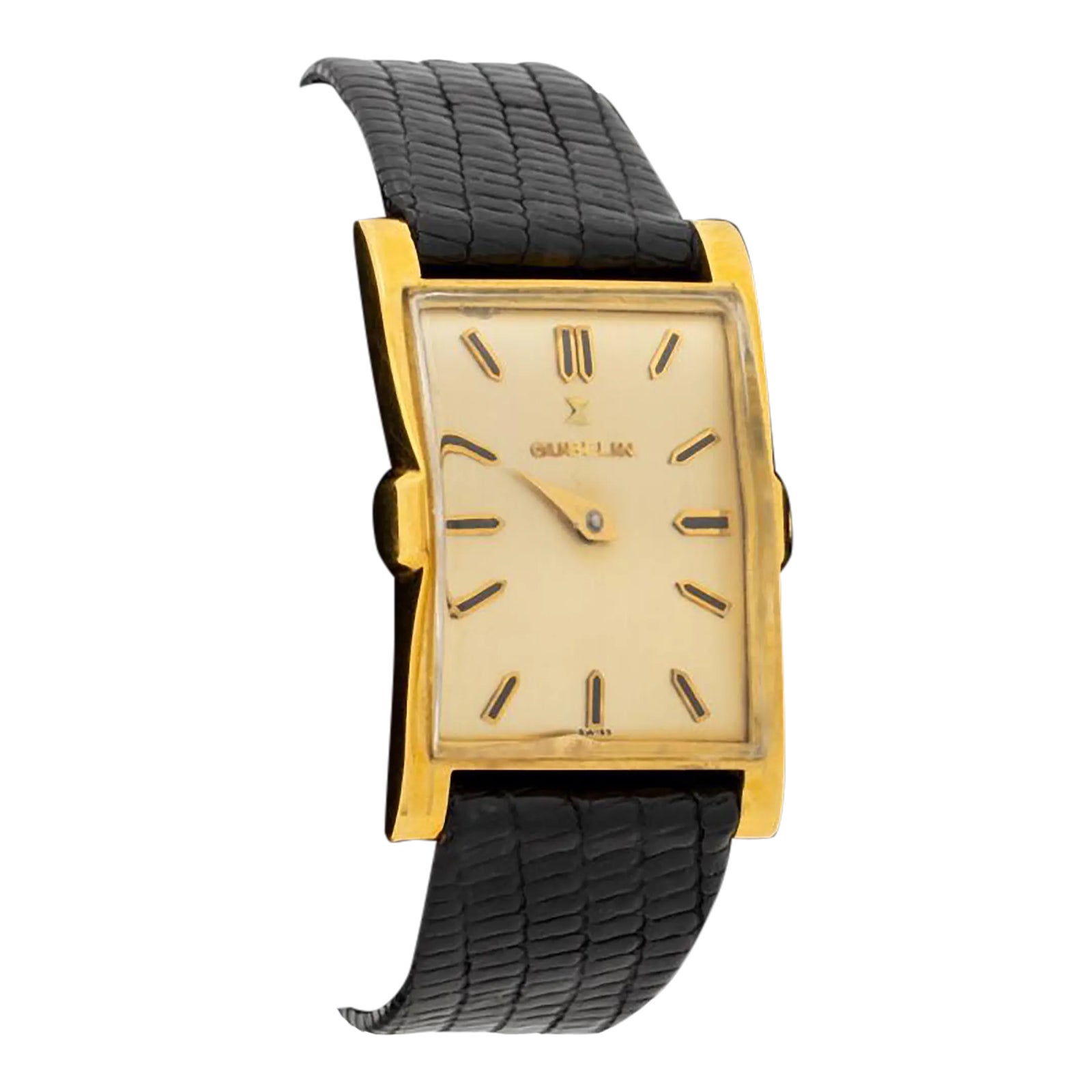 Gubelin 18k Yellow Gold Rectangular Watch, 1950s | Chairish