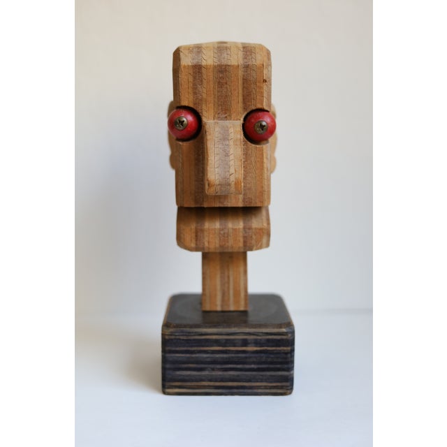 Mid Century Folk Art Plywood Sculpture Whimsical Man | Chairish
