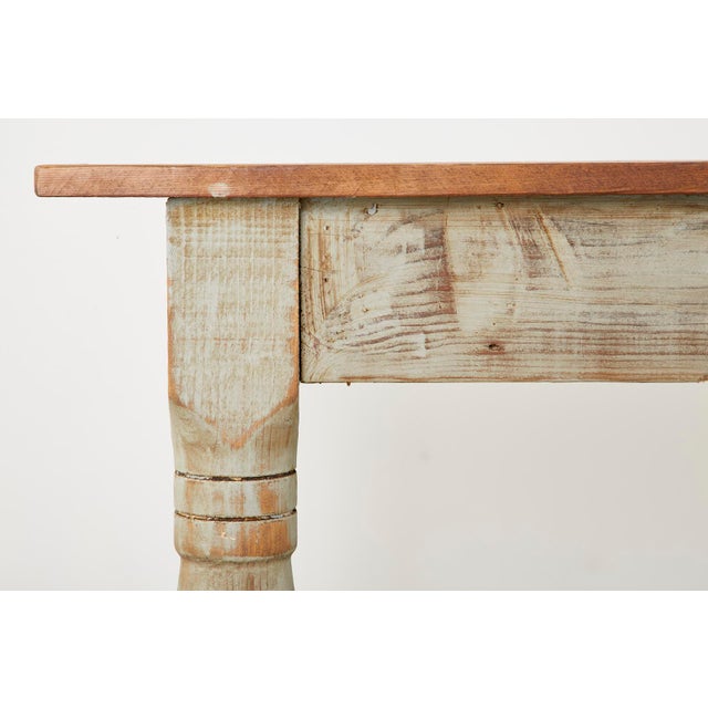 American Country Sage Painted Pine Farmhouse Dining Table | Chairish