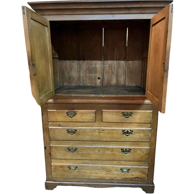 Late 19th Century A Large Pine Linen Press | Chairish