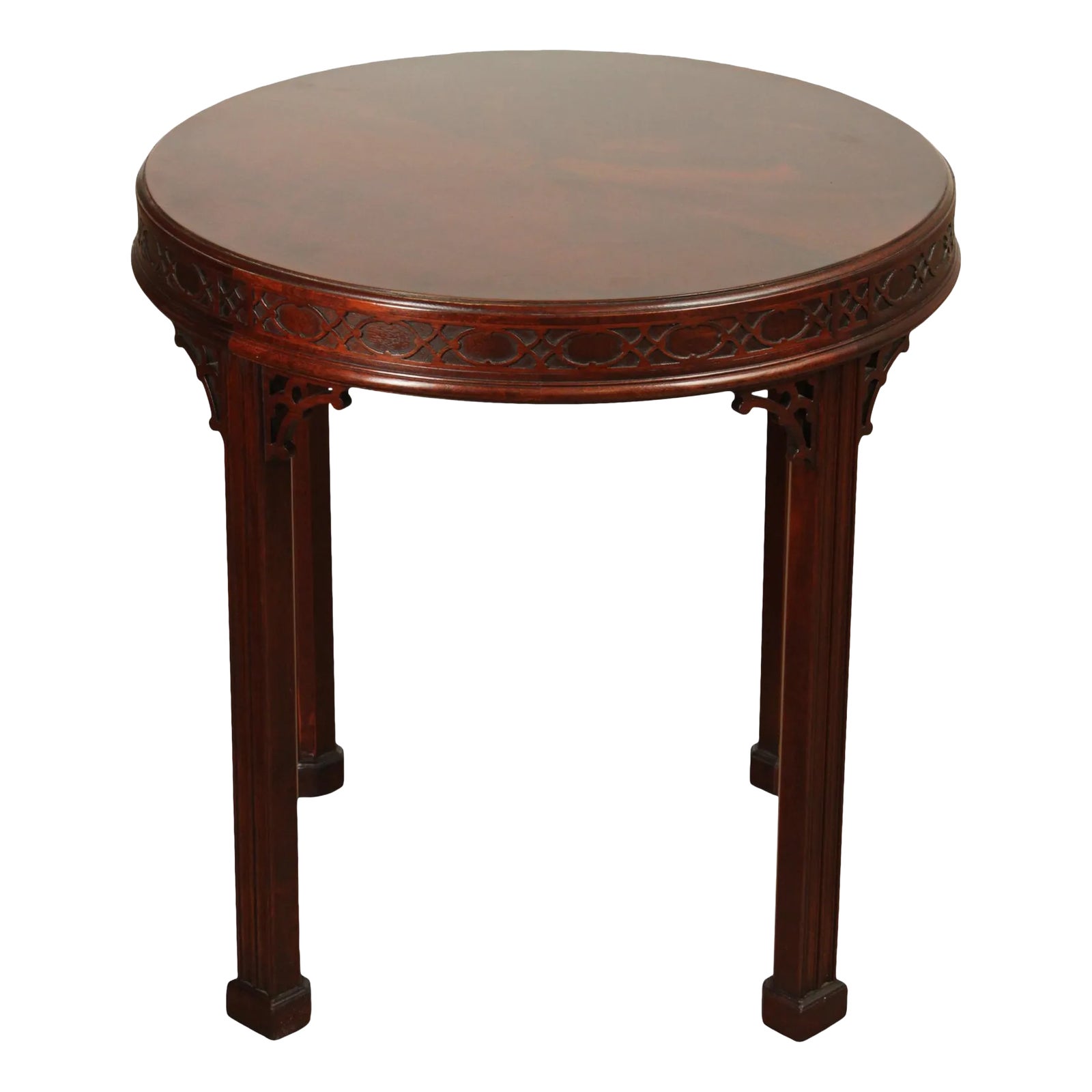 Colony Furniture Chippendale Style Round Mahogany Side Table | Chairish