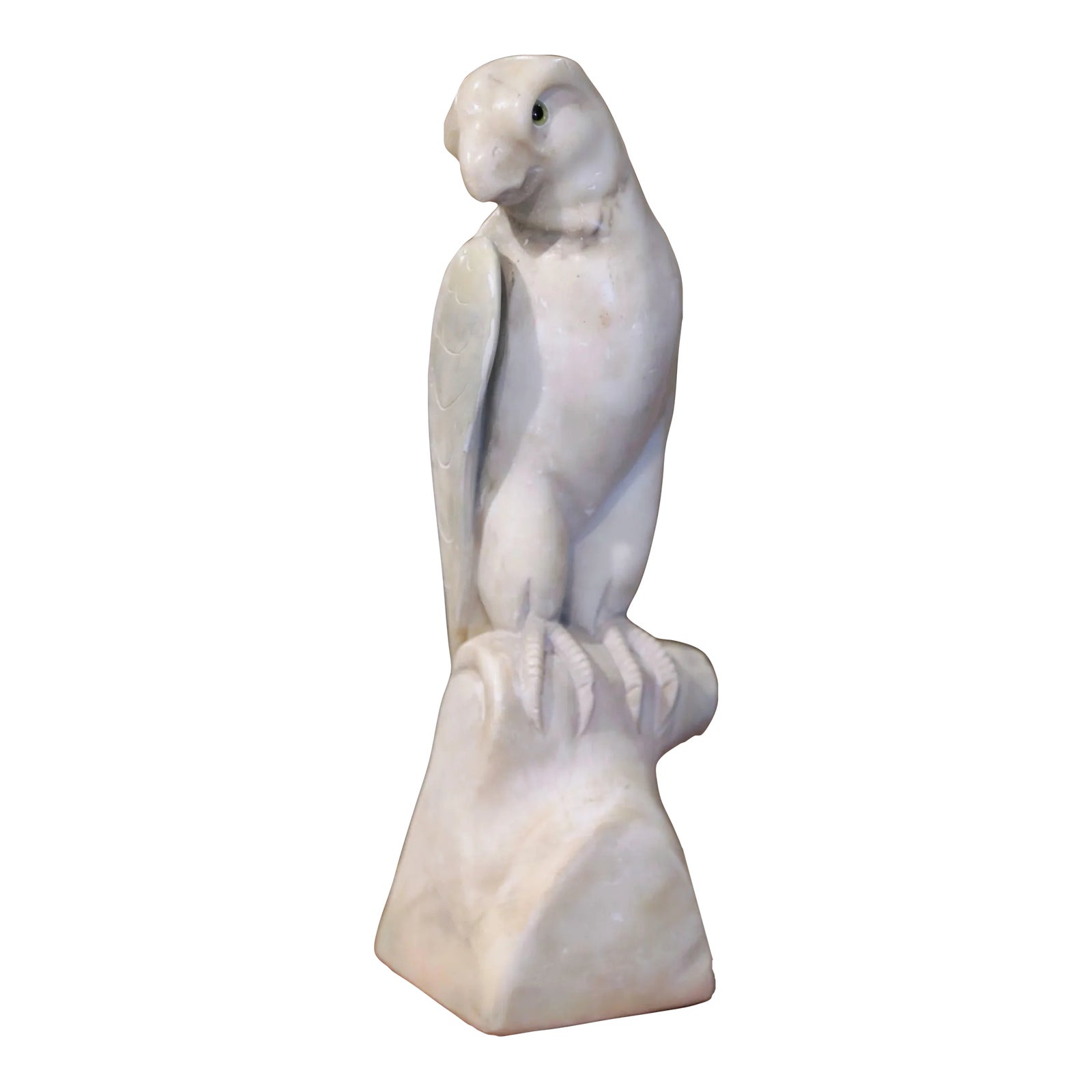 19th Century French Carved Marble Parrot Sculpture With Glass Eyes ...