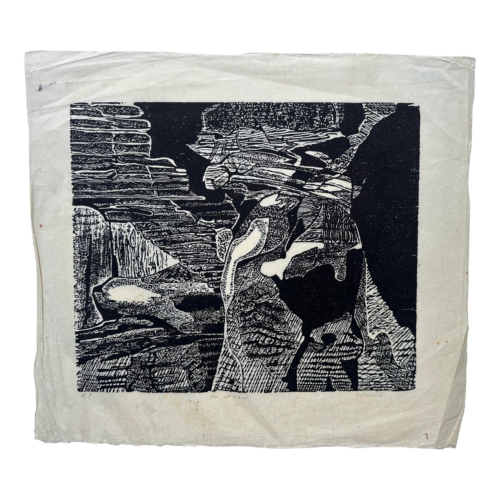 1970s "As It Was" Contemporary Original Block Print | Chairish