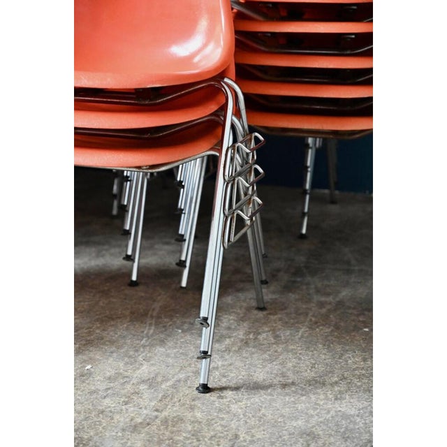 Stackable Chairs in Orange Fiberglass by Charles & Ray Eames for Herman ...