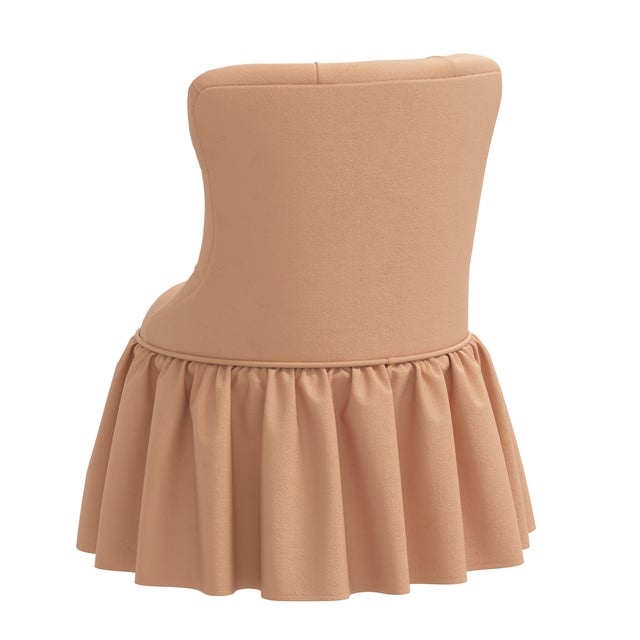 Tufted Vanity Chair with Skirt in Velvet Melon | Chairish