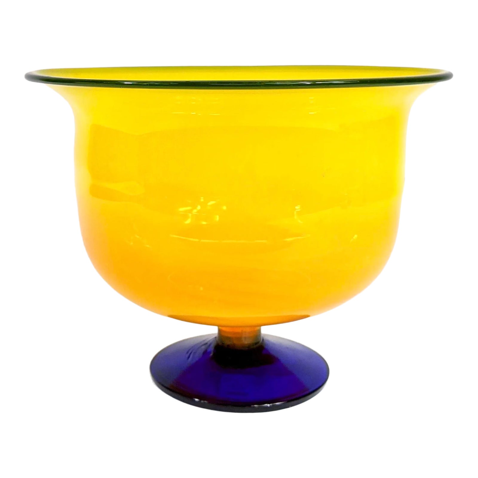 20th Century Hand Blown Stem Bowl | Chairish