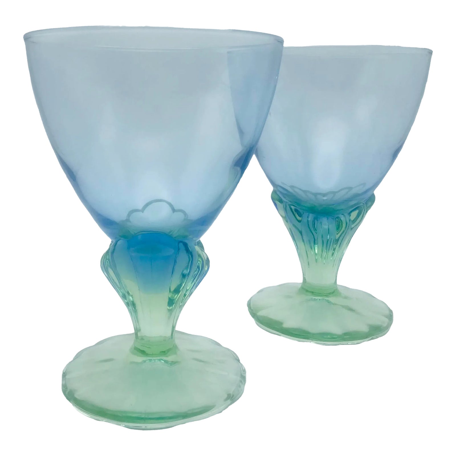 Vintage Bormioli Rocco Bahia Blue and Green Glasses- Set of 2 | Chairish