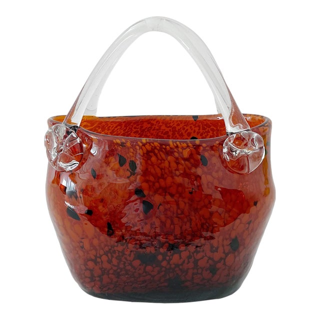 Vintage Murano Glass Decorative Basket | Chairish