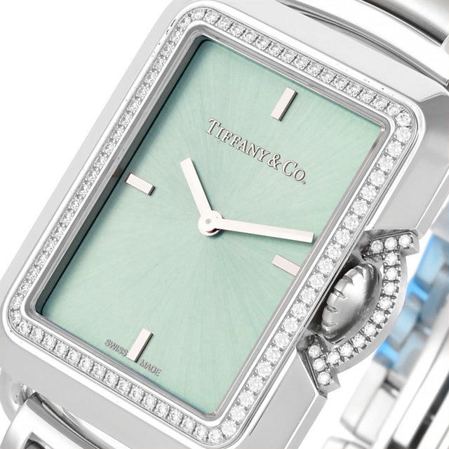 Tiffany & Co T Smile Diamond Bezel Rectangle Ss Women's Watch Quartz ...