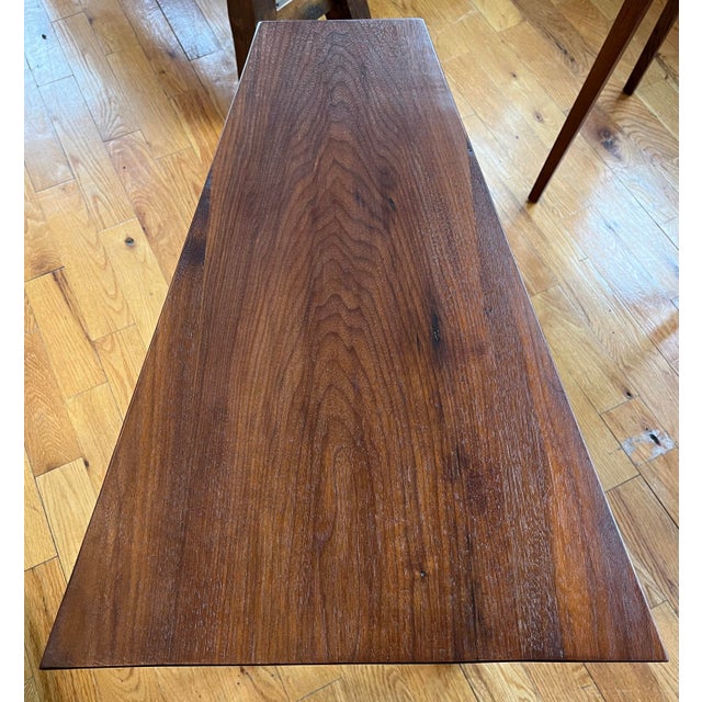 Custom Black Walnut Wing Side Table With Drawer | Chairish