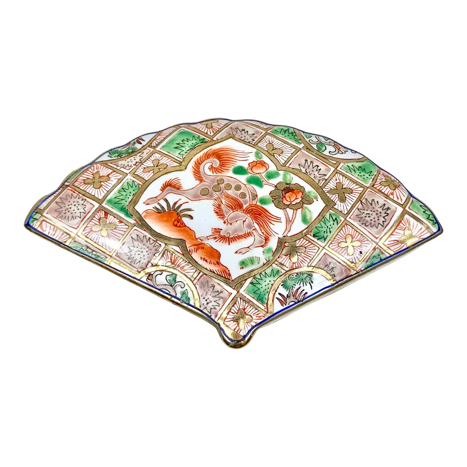Vintage Chinoiserie Fan Shaped Box | Chairish