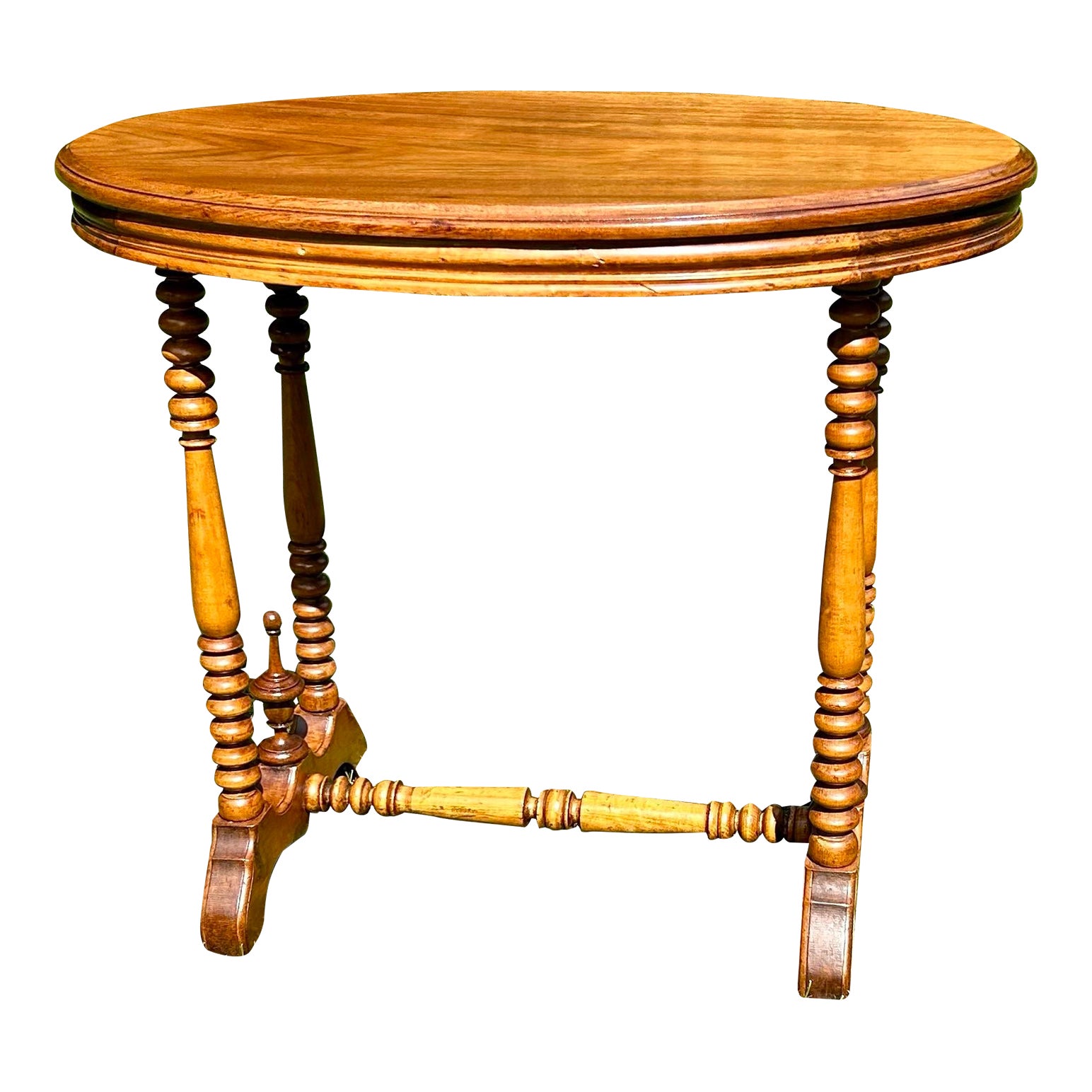 Antique, Edwardian, Walnut, Spool-Turned, End Table | Chairish