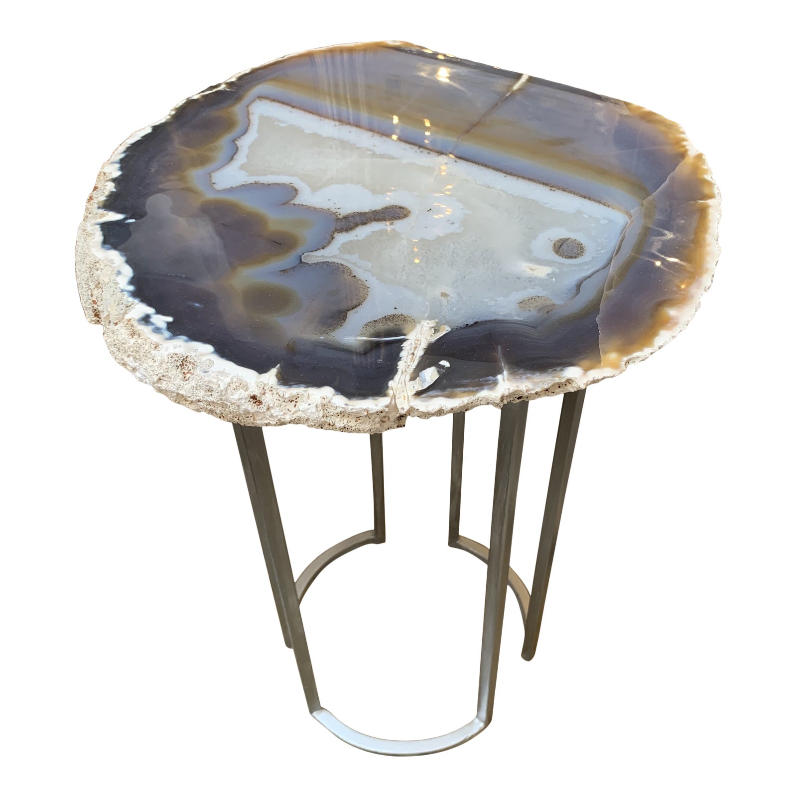 Agate Quartz Stone Side Table | Chairish
