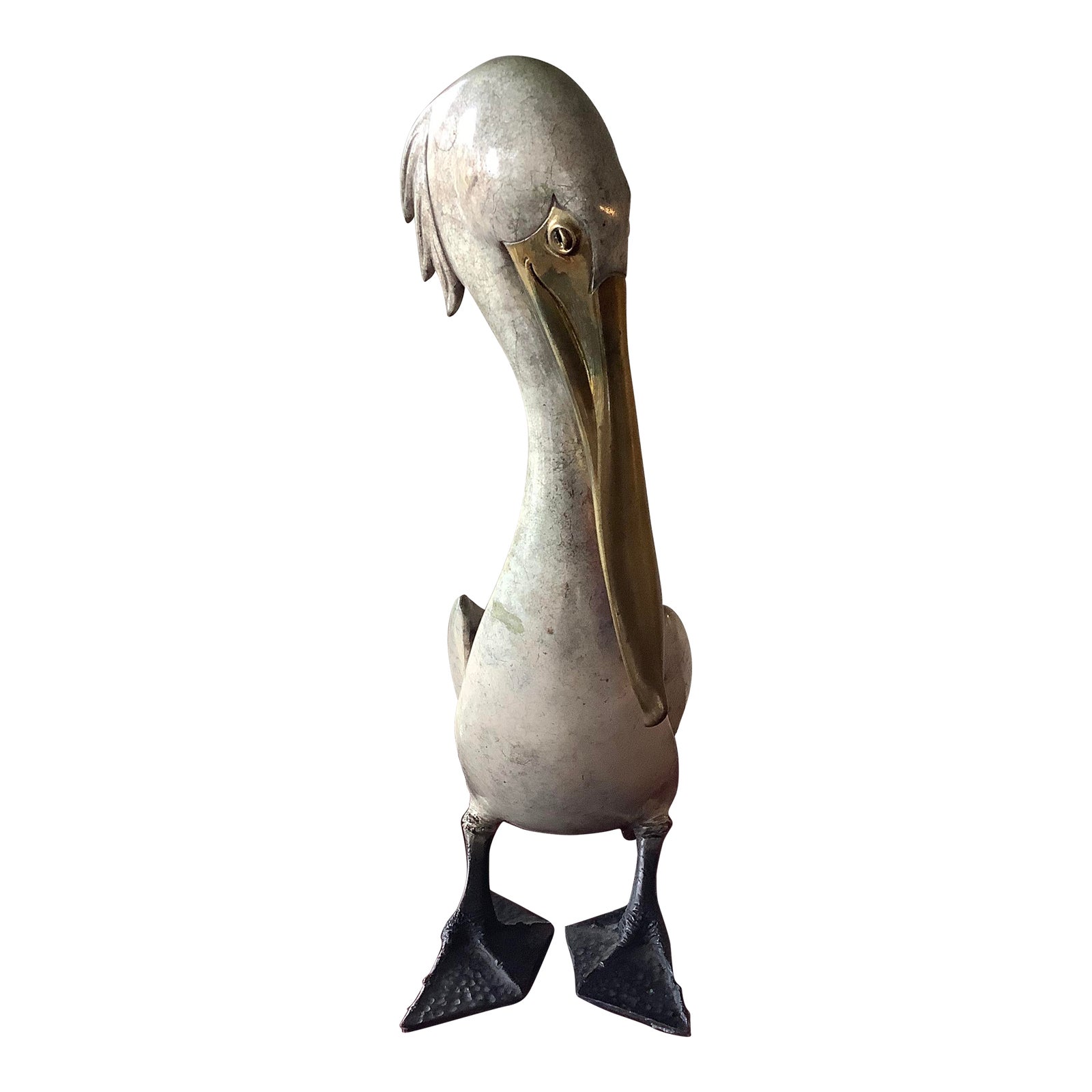 1990s Standing Pelican Bronze Sculpture by Brian Arthur, Artist Signed ...