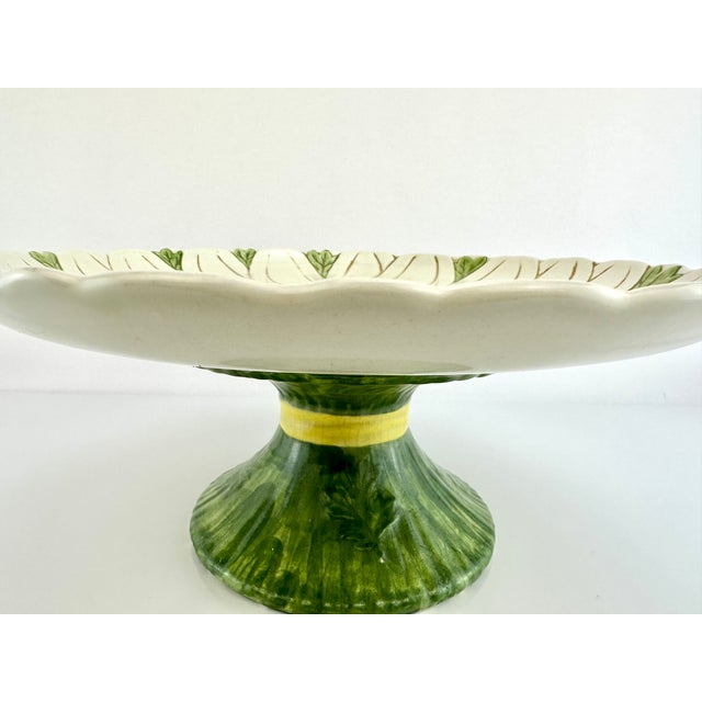 1960s Vintage Hand Painted Sunflower Pedestal Cake Stand | Chairish