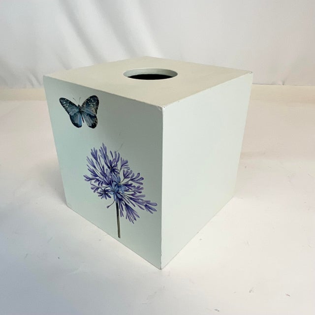 1990s Botanical Art Nouveau Allium, Lilac & Butterfly Tissue Box Cover ...