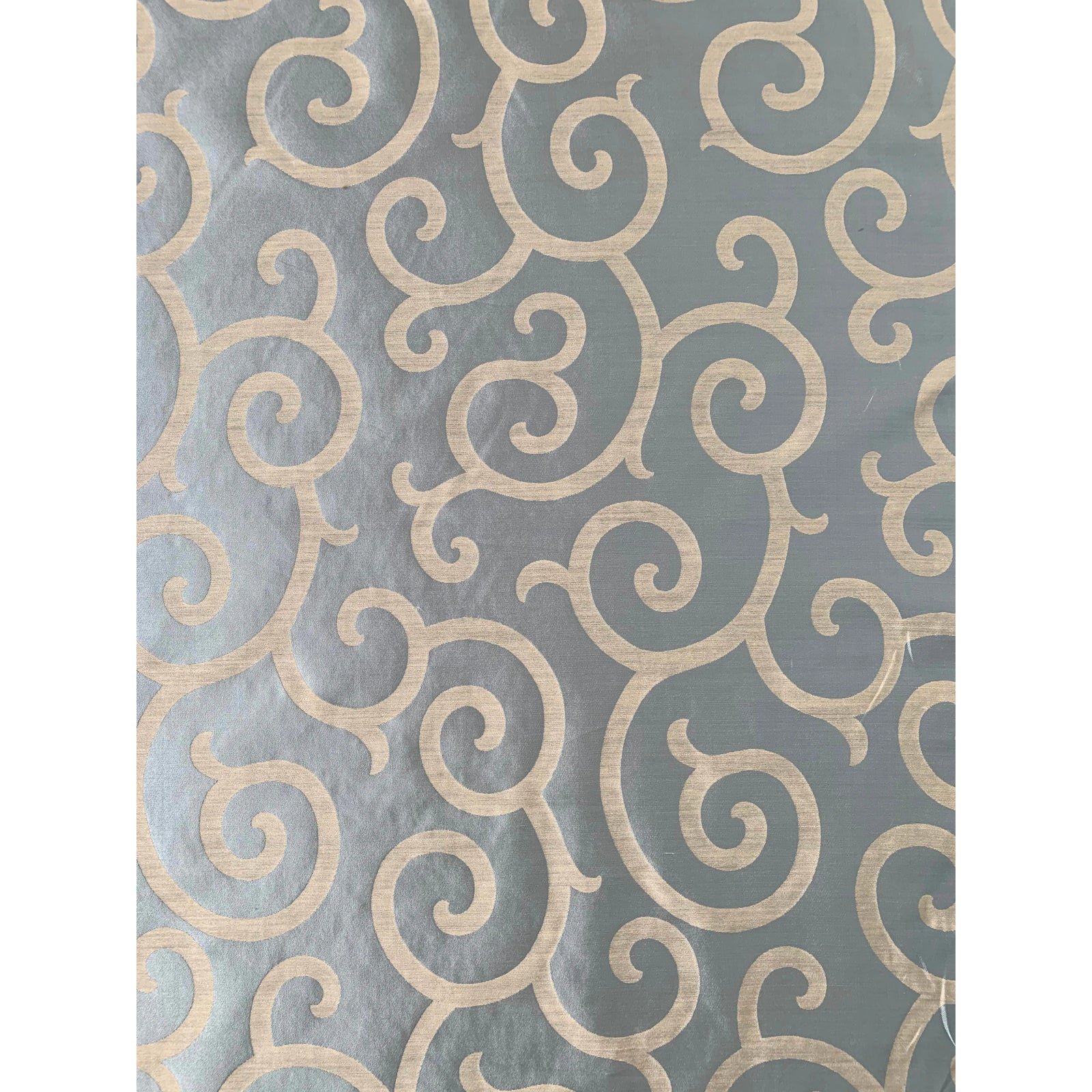 House of Scalamandre Blue & Cream Swirl Fabric | Chairish
