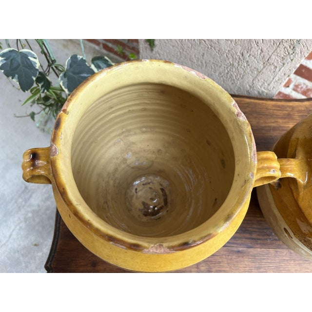 19th Century Provincial French Yellow Glazed Pottery Confit Pots- a ...