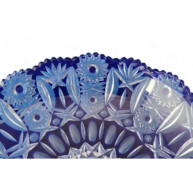 Very Fine Hungarian Cobalt Blue & Clear Cut Crystal Glass Bowl by ...