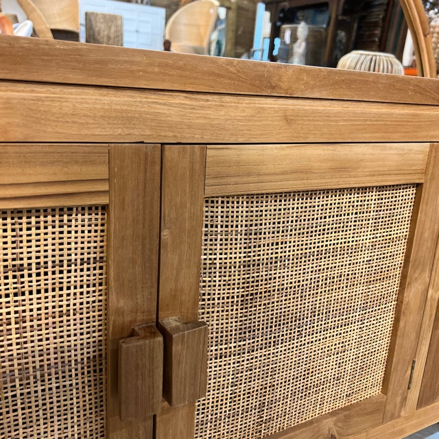 Teak and Cane Sideboard | Chairish