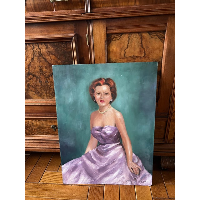 Original Oil Painting Pretty Lady in Lavender Gown and Pearls by Jh ...