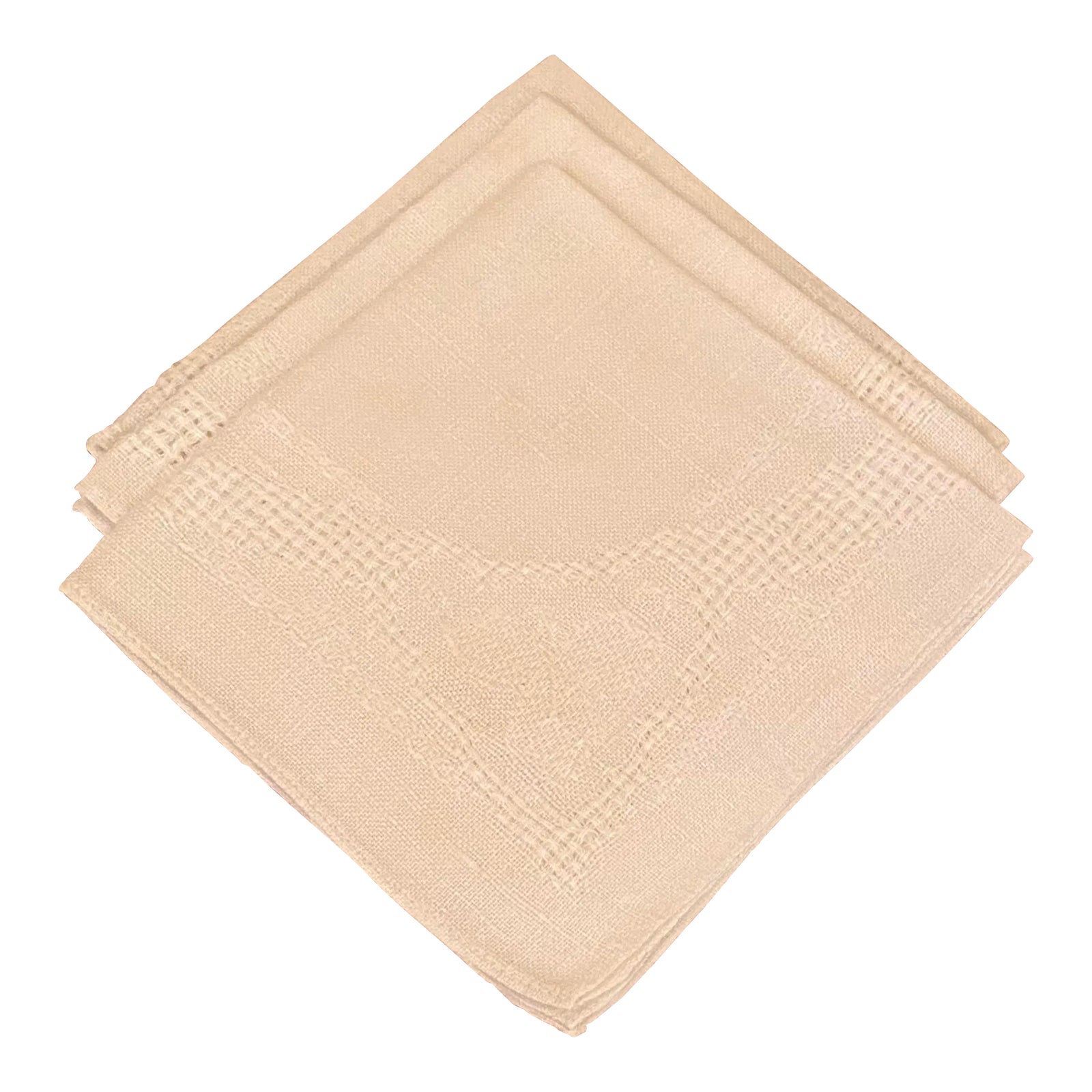 Set of 3 Vintage Linen Cocktail Napkins With Open Thread Weaving | Chairish